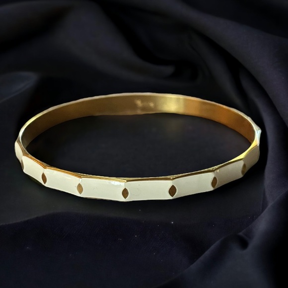 Trifari | Jewelry | Vintage Trifari White Enamel Bangle Bracelet | Poshmark